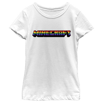 Men's Minecraft Classic Logo White T-shirt - White - Small : Target