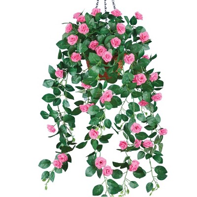 Collections Etc Artificial Cascading Rose Blossom Bushes Pink : Target
