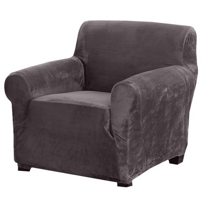 Great Bay Home Stretch Fit Velvet Chair Slipcover : Target