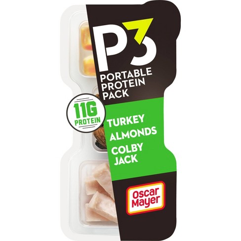 P3 Portable Protein Snack Pack With Turkey, Almonds & Colby Jack Cheese ...