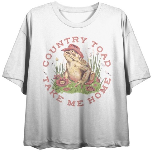 Country Toad Take Me Home Women's White Crew Neck Short Sleeve Crop Top ...