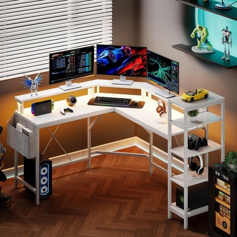 L Shaped Desk With Power Outlets & Led Lights : Target