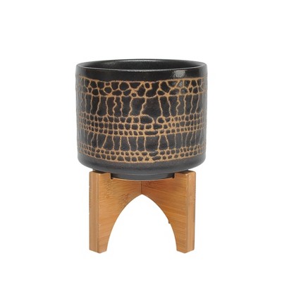 Sagebrook Home Glazed Ceramic Planter Pot With Stand : Target