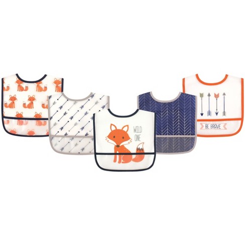 Hudson Baby Infant Boy Waterproof Peva Bibs 5pk, Fox, One Size : Target