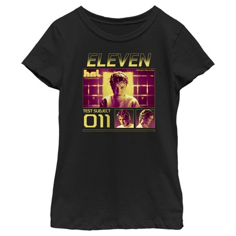 Girl's Stranger Things Test Subject Eleven T-shirt - Black - Small : Target