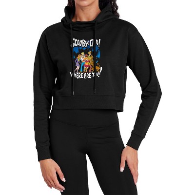 Women's Scoobydoo Ghost Silhouettes Cropped Hoodie Pullover Sweatshirt ...