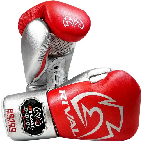 Rival Boxing Rs100 Pro Lace-up Sparring Gloves - 18 Oz. - Red/silver ...