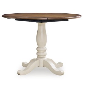Signature Design by Ashley Waverun Round Drop Leaf Dining Table ...