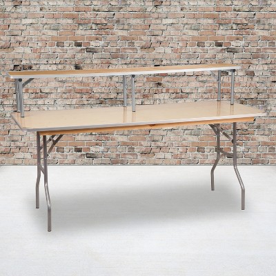 Emma And Oliver 72" X 12" X 12" Birchwood Bar Top Riser With Silver ...