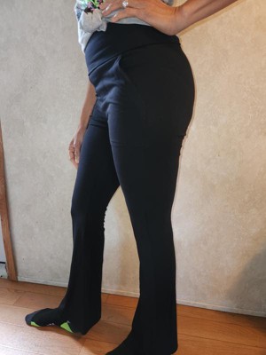 Women's Fold Over Waistband Flare Leggings With Pockets - A New Day ...