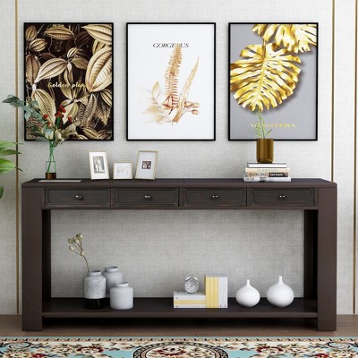 Console Table With Storage Drawers And Bottom Shelf Espresso-modernluxe ...
