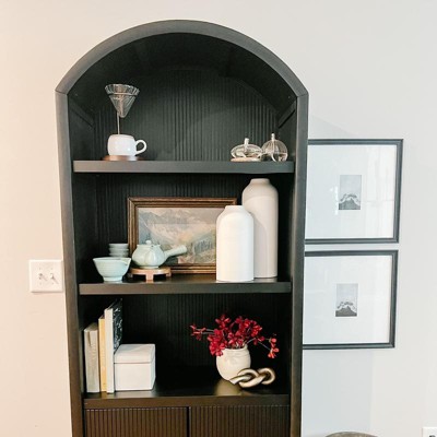 Grooved Wood Arch Bookcase Cabinet - Black - Hearth & Hand™ With ...