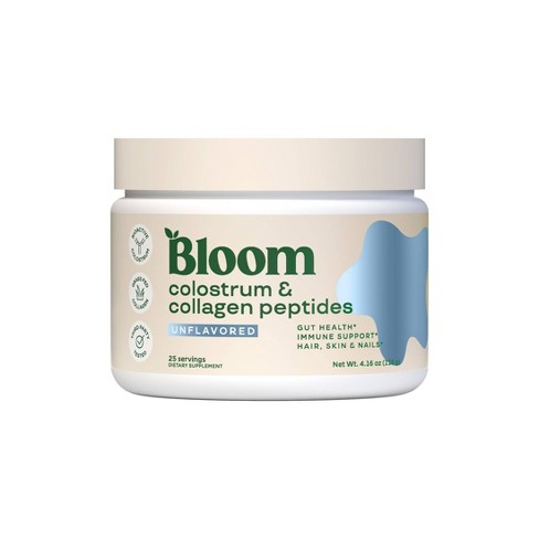 Bloom Nutrition Colostrum & Collagen Peptides Powder - Unflavored - 4 ...