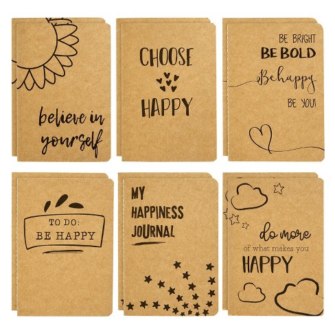 Paper Junkie 12 Pack Happiness-themed Journals Bulk Set, Kraft Paper ...