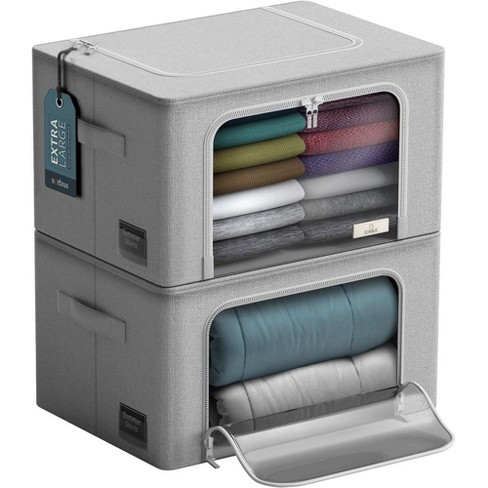 Sorbus 2 Pack Jumbo Foldable Storage Box - Metal Frame, Oxford Fabric ...