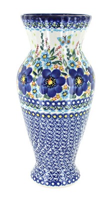 Blue Rose Polish Pottery Sunflower Maze Tall Vase : Target