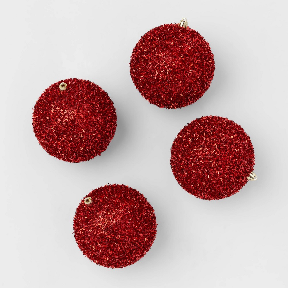 UPC 198101061577 - 9pc Christmas Tinsel Ball Ornament Set Red ...