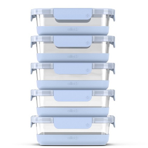 Ello 10pc Glass Meal Prep Food Storage Container Set Blue: Bpa-free ...