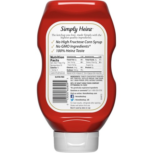 Simply Heinz Ketchup Nutrition Information | Besto Blog