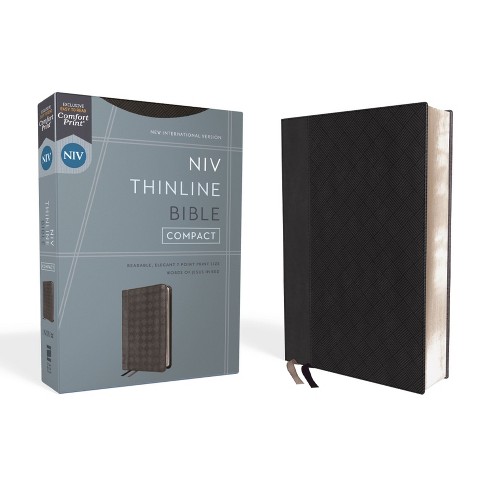 Niv, Thinline Bible, Compact, Leathersoft, Black/gray, Red Letter ...