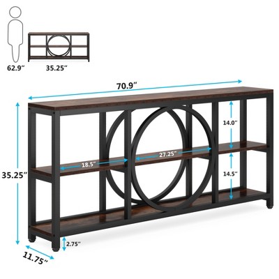 Tribesigns 70.9 Inches 3-tier Extra Long Console Table, Brown And Black ...
