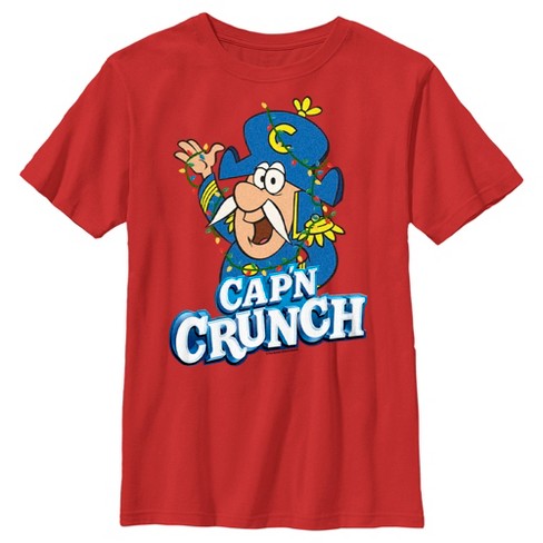 Boy's Cap'n Crunch Christmas Lights Logo T-shirt - Red - Medium : Target