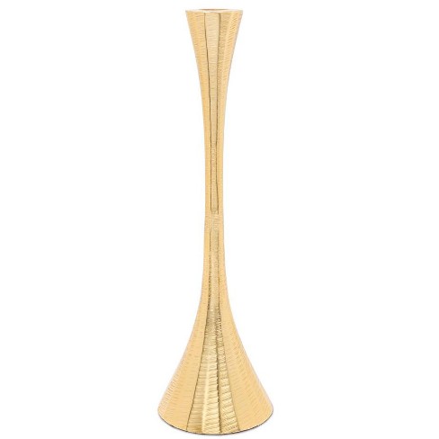 Classic Touch 3"d Set Of 2 Gold Geometric Candlesticks : Target