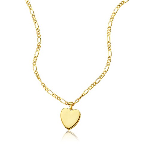 Adornia 14k Gold Plated Figaro Chain Heart Necklace : Target