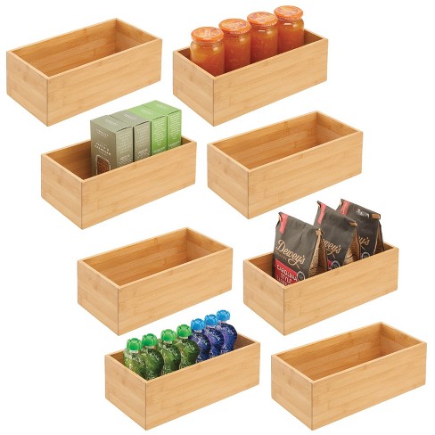 Mdesign Bamboo Stackable Kitchen Drawer Organizer Tray, 8 Pack ...