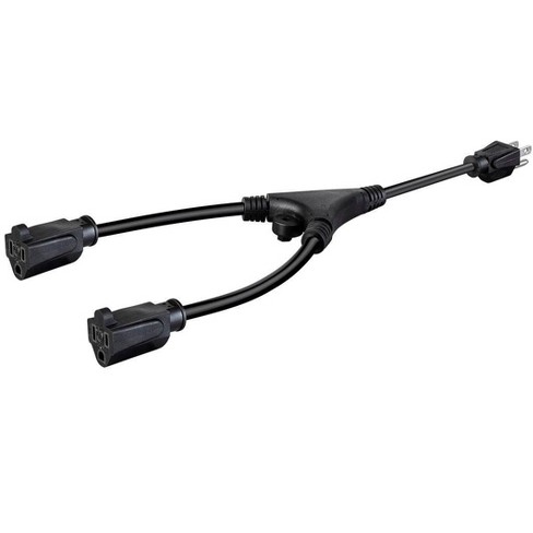 Monoprice Splitter Power Cord - 1.5 Feet - Black, Nema 5-15p To 2x Nema 5-15r, 16awg, 13a, Sjt ...