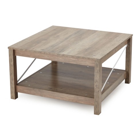 Jomeed 31.5 Inch Square Coffee Table With Bottom Storage Shelf, Modern ...