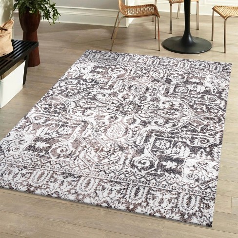 8'x 10' Scala Grand Medallion Ornate Area Rug, Brown/ivory - Jonathan Y ...