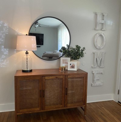 34" Round Decorative Wall Mirror Brass - Threshold™ Designed With ...