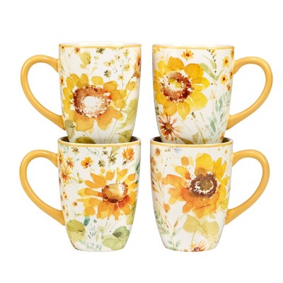 Set Of 6 Damask Floral 14oz Mugs - Certified International : Target