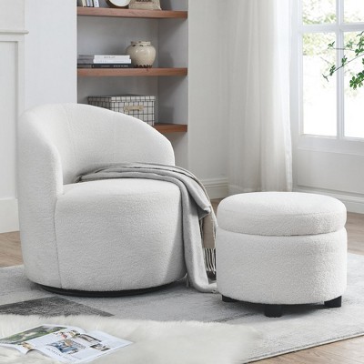 Swivel Barrel Chair With Round Storage Chair, Storage, Soft Cushion 360 ...