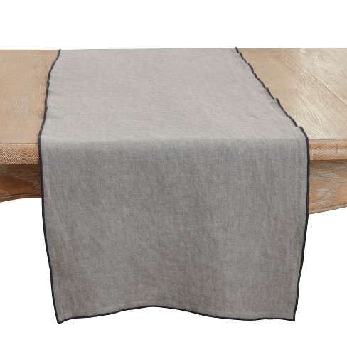 Saro Lifestyle Stonewashed Stitched Edge Table Runner, Slate , 16"x72 ...