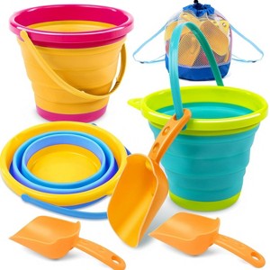 Joyfy 3 Packs Multi Purpose Foldable Sand Buckets, Collapsible Pail ...