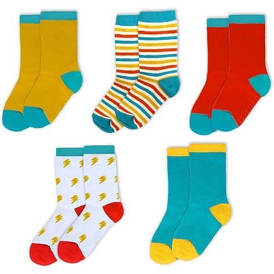 Mightly Kids Organic Cotton Crew Socks - Small (10-11), Brights Combo ...
