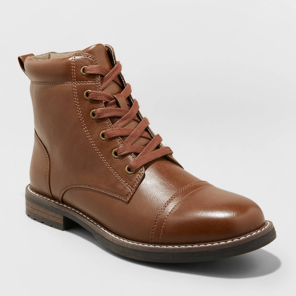 size 12 Men's Jeffrey Cap Toe Combat Boots - Goodfellow & Co Brown