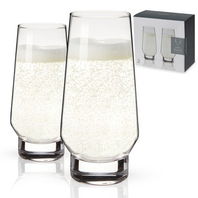 Viski Weighted Stemless Champagne Flutes Glass With Footed Base ...