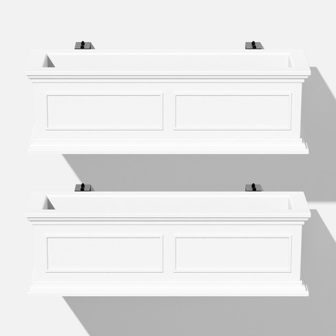 Veradek Brixton Railing Window Box 36" Plastic Planter 2-pack White ...