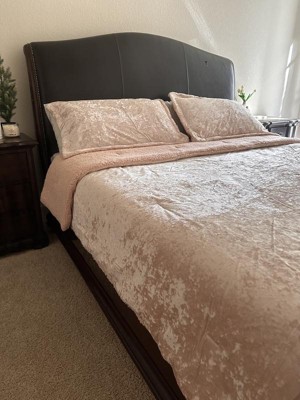 Twin/twin Xl Arabella Crushed Velvet To Faux Shearling Soft Reversible ...