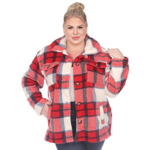 Plus Size Plaid Shacket 2x Red -white Mark : Target