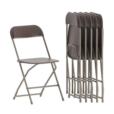 Emma And Oliver Folding Chair - Brown Plastic – 6 Pack 650lb Weight ...