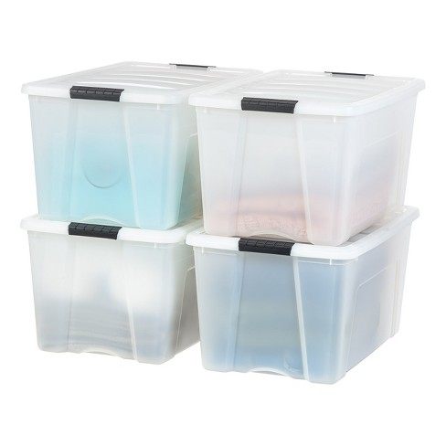 Iris Usa 4 Pack 72 Qt Stackable Plastic Storage Bins With Lids, Bpa ...