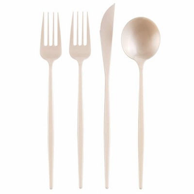 Silver Spoons Modern Disposable Flatware Set, Includes 48 Forks, 24 ...