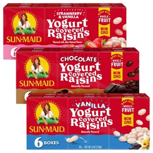Sun-Maid Yogurt Covered Raisins 6oz/6ct Vanilla + 6oz/6ct Chocolate ...