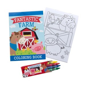 Fun Express 5" x 7" Fantastic Farm Coloring Books with Crayons Sets ...