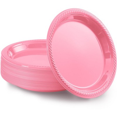 SparkSettings Pink Disposable Plastic Dessert Plates 7 Inches, Pack of ...