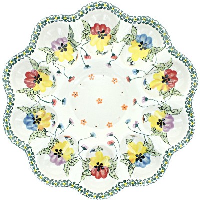 Blue Rose Polish Pottery Majestic Pansy Egg Plate : Target